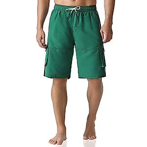 Nonwe Men's Swimming Shorts Lightweight Breathable Boardshorts with Drawstring Green 34