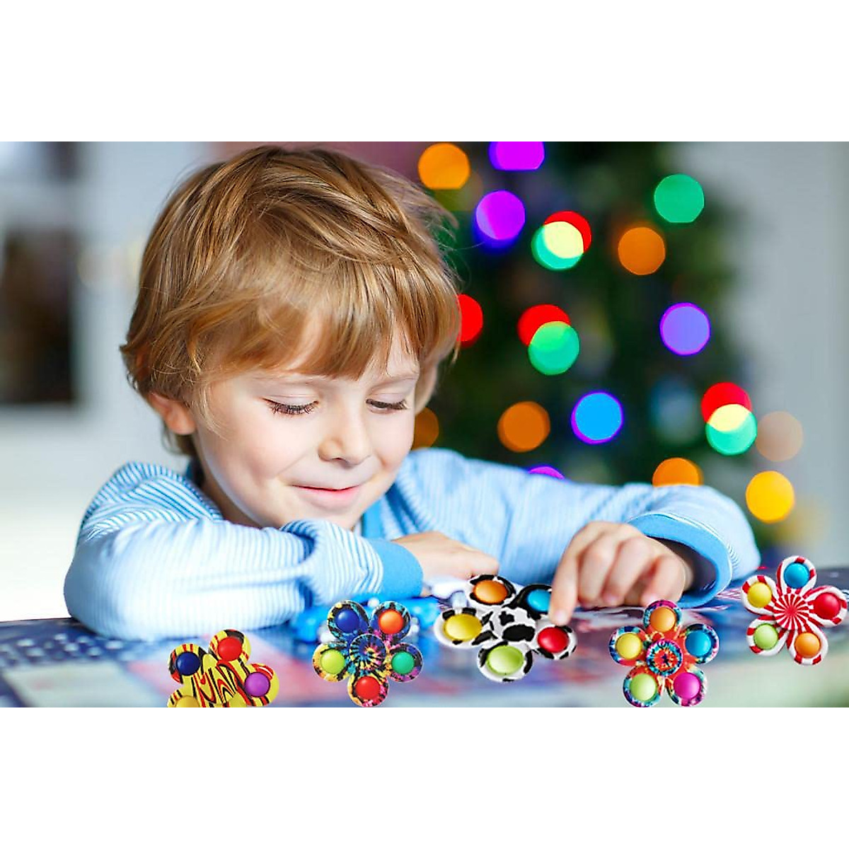 12 Pcs Pop Bubble Fidget Spinners for Party Favors, Hand Fidget Bulk Toys for Classroom Prizes, Christmas Valentine Gifts Goodie Bag Stocking Easter Basket Stuffers for Kids