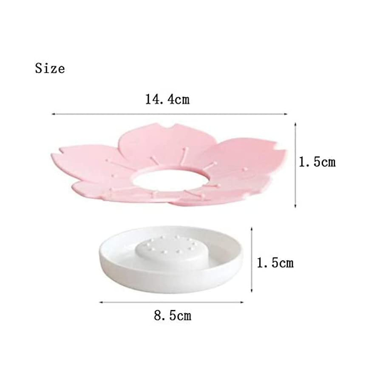 Adorable Pink Peri - 2-Pack Pink Soap Dish for bar soap Lovers | Self draining Hole Holder | Pink Floral Decor Bathroom Accessories | Zero Waste Gift (Reusable Plastic - Cherry Blossom Shape)