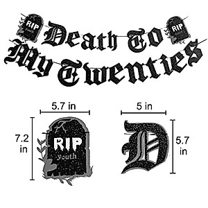 ayiho Death to My Twenties Black 30th Birthday Decorations Funeral for My Youth Rip to My 20s Sash Number 30 Balloon Latex Balloon for Funny Thirtieth Birthday Party Supplies (black)