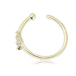 AVORA 14K Yellow Gold Simulated Diamond CZ Arrow Nose Ring Body Jewelry (20 Gauge)