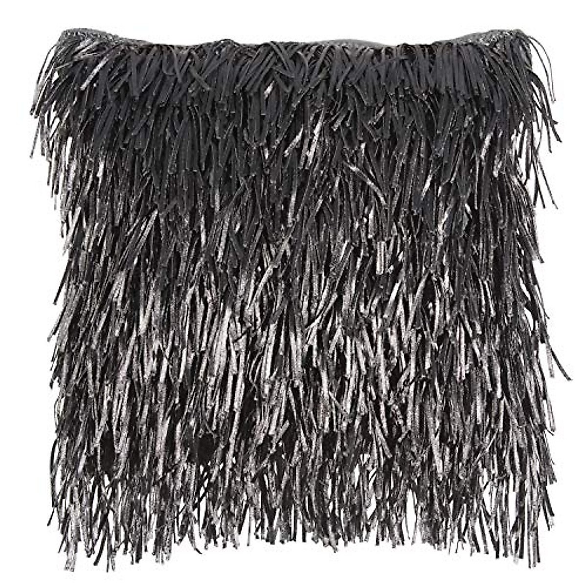 Mina Victory Shag Metallic Ribbon Shag Pewter 20" x 20" Throw Pillow