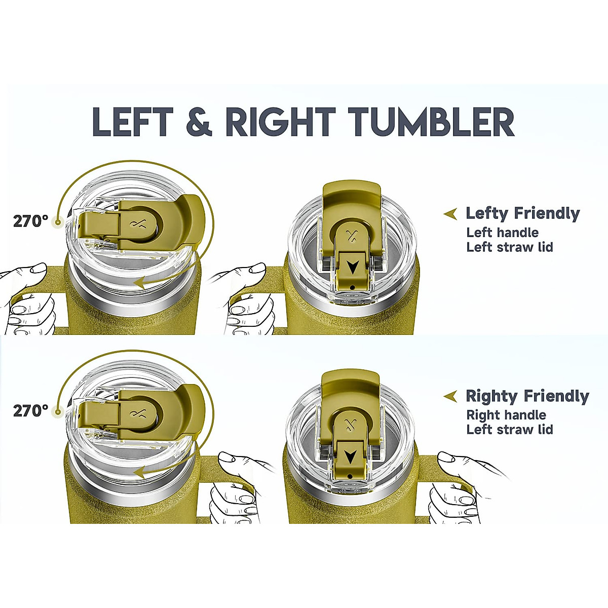 Meoky 40oz Tumbler with Handle, Stainless Steel Travel Mug with 2-in-1 Straw and Sip Lid, Vacuum Insulated Coffee Mug, 100% Leak Proof, Keeps Cold for 34 Hours or Hot for 10 Hours (Forest)