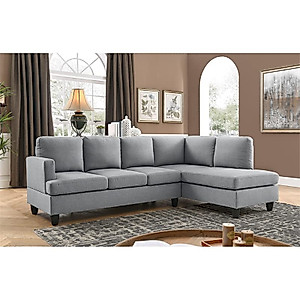 Oadeer Home DDD7438 Sectional, Light Gray