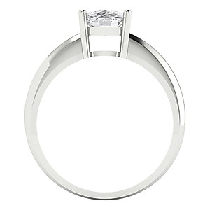 1.5 Ct Brilliant Cushion Cut Clear Simulated Diamond 14K White Gold Solitaire Engagement Promise Bridal Ring Size 7.5