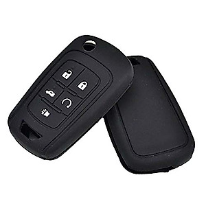 LemSa 2Pcs Rubber Silicone Flip Key Fob Cover Remote Keyless Protector Case Bag Holder for Chevrolet Equinox Camaro Cruze Malibu Sonic Volt Park OHT01060512 13504199 13500221, Black/Red