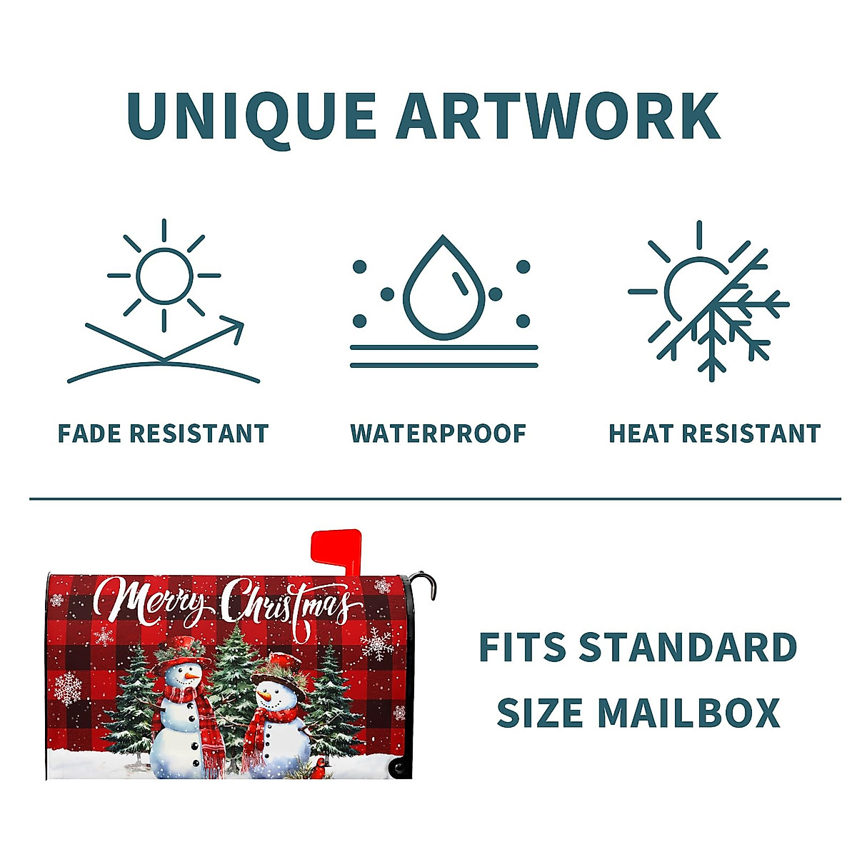 Merry Christmas Mailbox Covers Magnetic Winter Xmas Red Buffalo Plaid Snowman Mailbox Cover Standard Size 18 X 21 Holiday Mailbox Wrap Post Letter Box Cover Decorative for Home Outdoor Garden