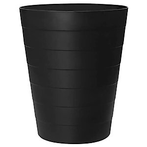 BESUMA Slim Round Plastic Small Trash Can Wastebasket, Garbage Container Bin for Bathrooms, Powder Rooms, Kitchens, Home Offices, Kids Rooms (Black, 1.5 Gallons)