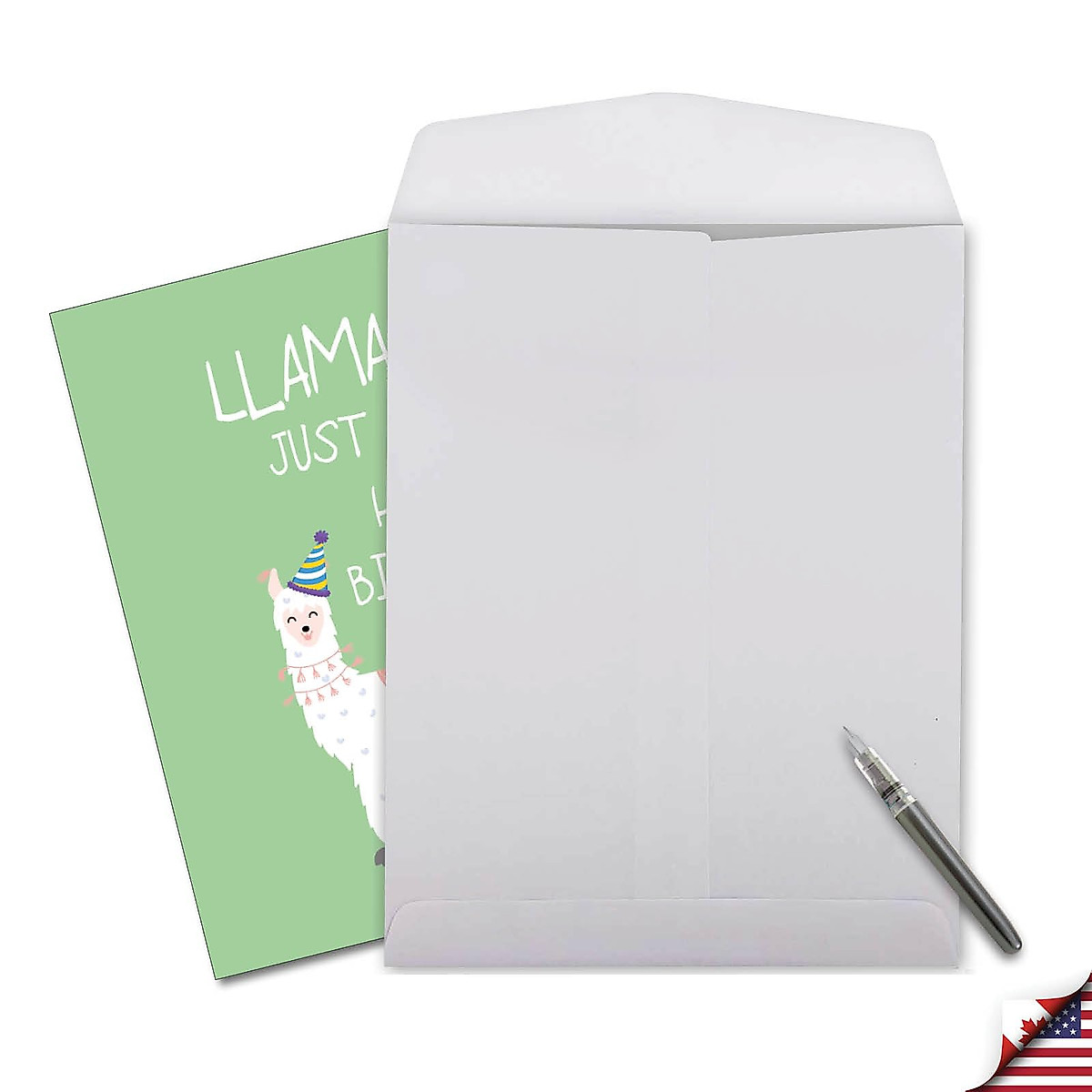 NobleWorks - Jumbo Birthday Greeting Card 8.5 x 11 Inch with Envelope (1 Pack) Big, Jumbo Bday Llama Just Say J6445ABDG