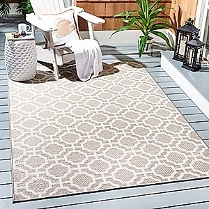 SAFAVIEH Lakeside Collection 5'3' x 7'7' Beige/Taupe LAK247B Indoor/ Outdoor Non-Shedding Easy scrubbing Patio Backyard Porch Deck Mudroom Area-Rug
