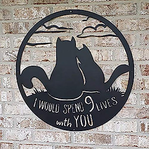 RealSteel 9 Lives Together Cats – Room Décor - Gift for Cat Lovers – Outdoor Wall Decoration – For Husband or Wife (Black, 12")