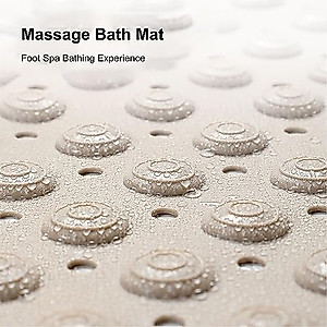 YCT Bathtub Mat Non Slip, Bath Mats for Tub, Shower Mat with Suction Cups Drainage Holes, Machine Washable, Foot Massage, Exfoliating, 27.5 x 14.2 inches, Beige