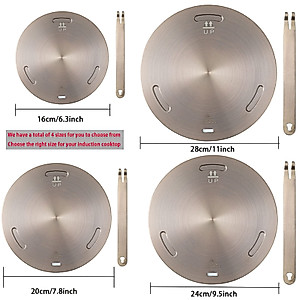 JIENAQIN 9.45inch Induction Cooktop Mat, Induction Converter Heat Diffuser Simmer Ring Plate,Stainless Steel Heat Diffuser Induction Plate with Stainless Handle Adapter Converter (24cm)