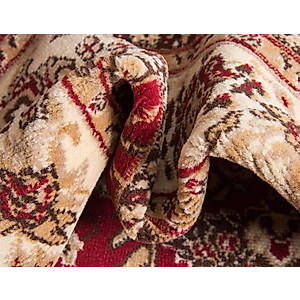 Unique Loom Sialk Hill Collection Area Rug - Washington (4' 1" x 6' 1" Rectangle Burgundy/Cream)