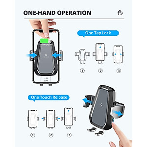 [Military-Grade Quality] VICSEED Wireless Car Charger Mount, Auto-Clamping Qi Fast Charging CD Phone Holder for Car Wireless Charger, Wireless Car Charger Vent Mount for iPhone 13 Pro Max S21 etc