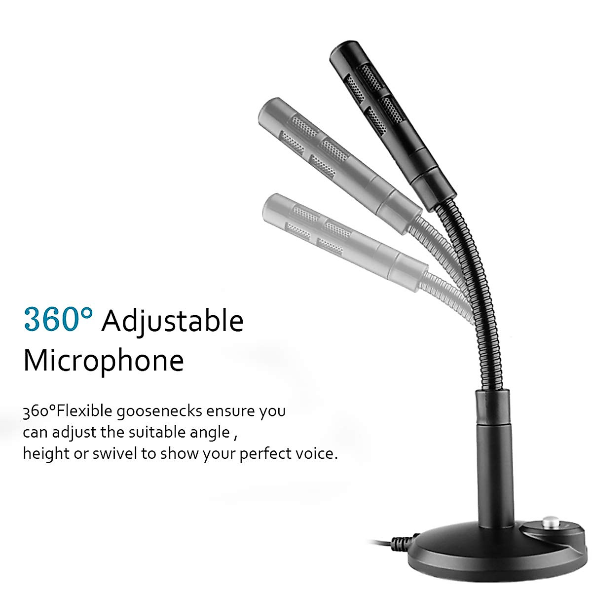 USB Microphone for Computer, Gojiny USB Condenser Microphone 360 Deagree Flexible Goosenecks Microphone for PC Desktop Laptop Meeting Office Recording Podcasting