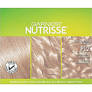 Garnier Hair Color Nutrisse Ultra Color Nourishing Creme, PL2 Ultra Light Platinum (Mascarpone Crème) Permanent Hair Dye, 1 Count (Packaging May Vary)