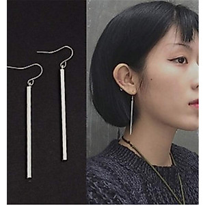 Gmillions Minimalist Vertical Long Bar Earrings Gold Silver Plated Drop Line Dangle Geometric jewelry for Women Girls set 2pcs (Gold+Silver)