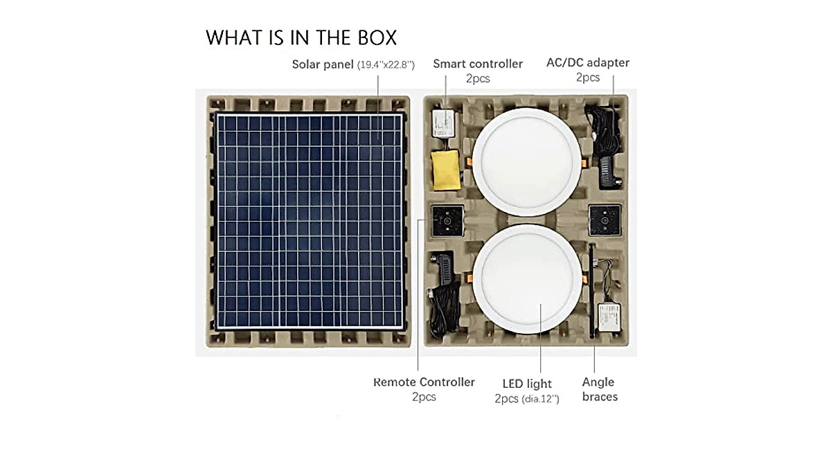 Remote Controlled Solar Ceiling Lights - 2 Sets