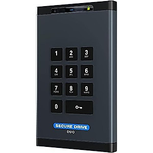 SecureData SecureDrive DUO 250 GB Encrypted External Hard Drive SSD FIPS 140-2 Level 3 Unlock via Keypad or Mobile TAA Compliant, CJIS, HIPAA, CMMC, GDPR Compliant | External Hard Drive Port : USB 3.0