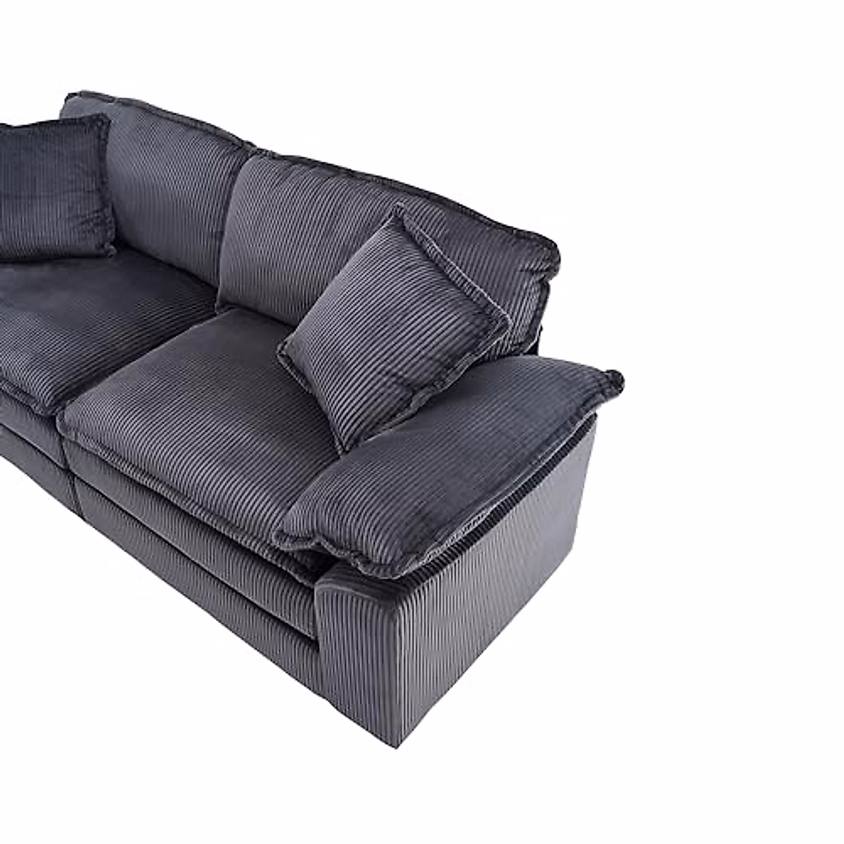 ERYE Oversized Loveseat Sectional Sofa Modern Deep Seat Reversible Chaises Couch with 2 Movable Ottomans and Pillows, Modular Corduroy Upholstered Sleeper Daybed for Living Room,Apartment,Office