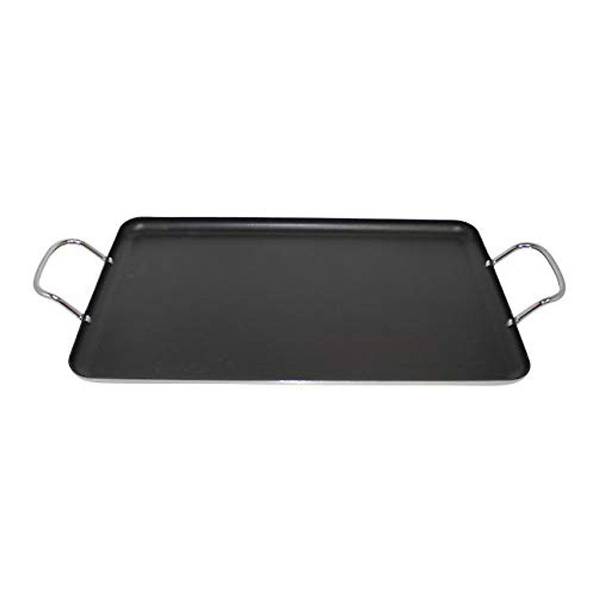 Imusa USA Nonstick Stovetop Double Burner Griddle with Metal Handles, 17-Inch, Black