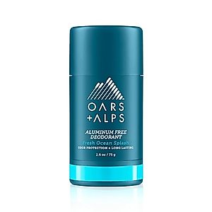 Oars + Alps Aluminum Free Deodorant for Men and Women, Dermatologist Tested and Made with Clean Ingredients, Vegan, Travel Size, Fresh Ocean Splash, 1 Pack, 2.6 Oz