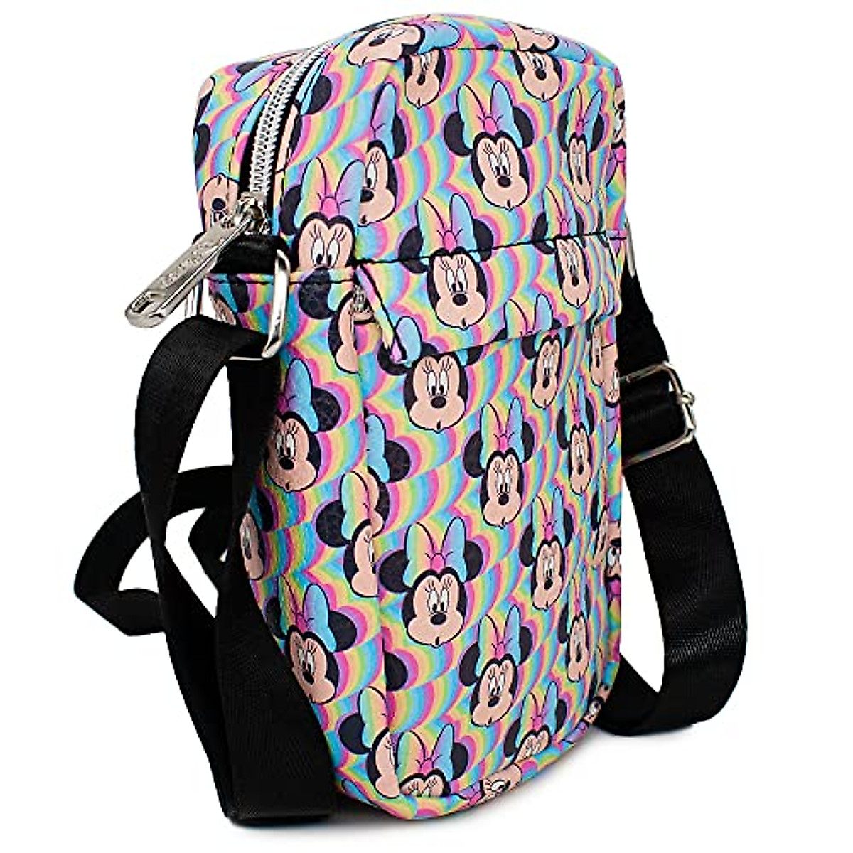 Buckle Down Disney Bag, Cross Body, Minnie Mouse Surprised Expression, Rainbow Multi Color, Vegan Leather