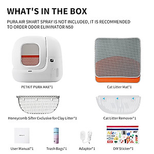 PETKIT PuraMax Self Cleaning Cat Litter Box, Automatic Cat Litter Box with Litter Mat, App Control 76L Large Space Cat Litter Box Includes Trash Bags, 2.4GHz WiFi