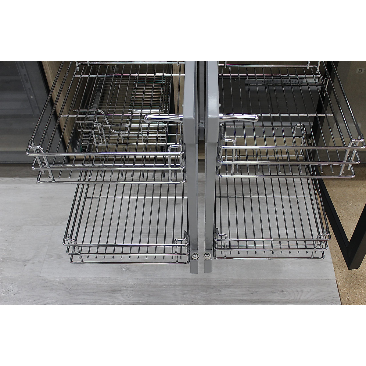 Tuhome Blind Corner Cabinet Organizer Grilled Base Silver X1 UN