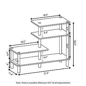 Furinno Turn-N-Tube 3-Tier Side Display Rack, French Oak Grey/Black