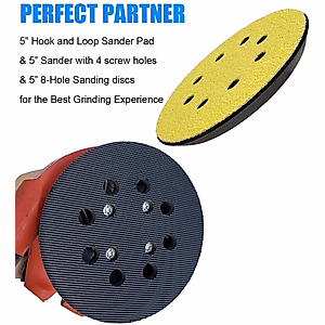 2 Pack 5 inch 8 Holes Sander Backing Pad, Hook and Loop, Replacement Pad for Random Orbit Sander