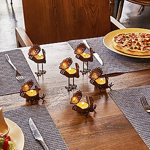 SAND MINE 6 Pack Metal Turkey Tea Light Candle Holders, Thanksgiving Candle Holder, Turkey Candle Holder, Metal Candle Holder, Thanksgiving Home Table Decoration (Copper)