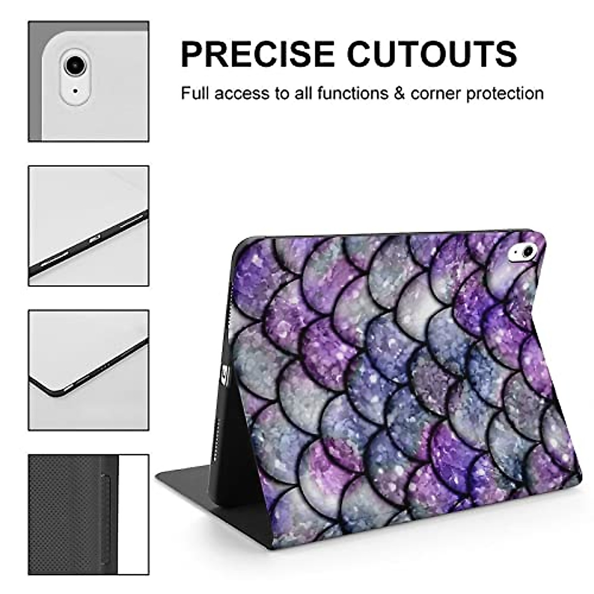 Mermaid Protective Case Compatible with IPAD 2020 AIR 4 （10.9in） Stand Case Auto Sleep/Wake Cover