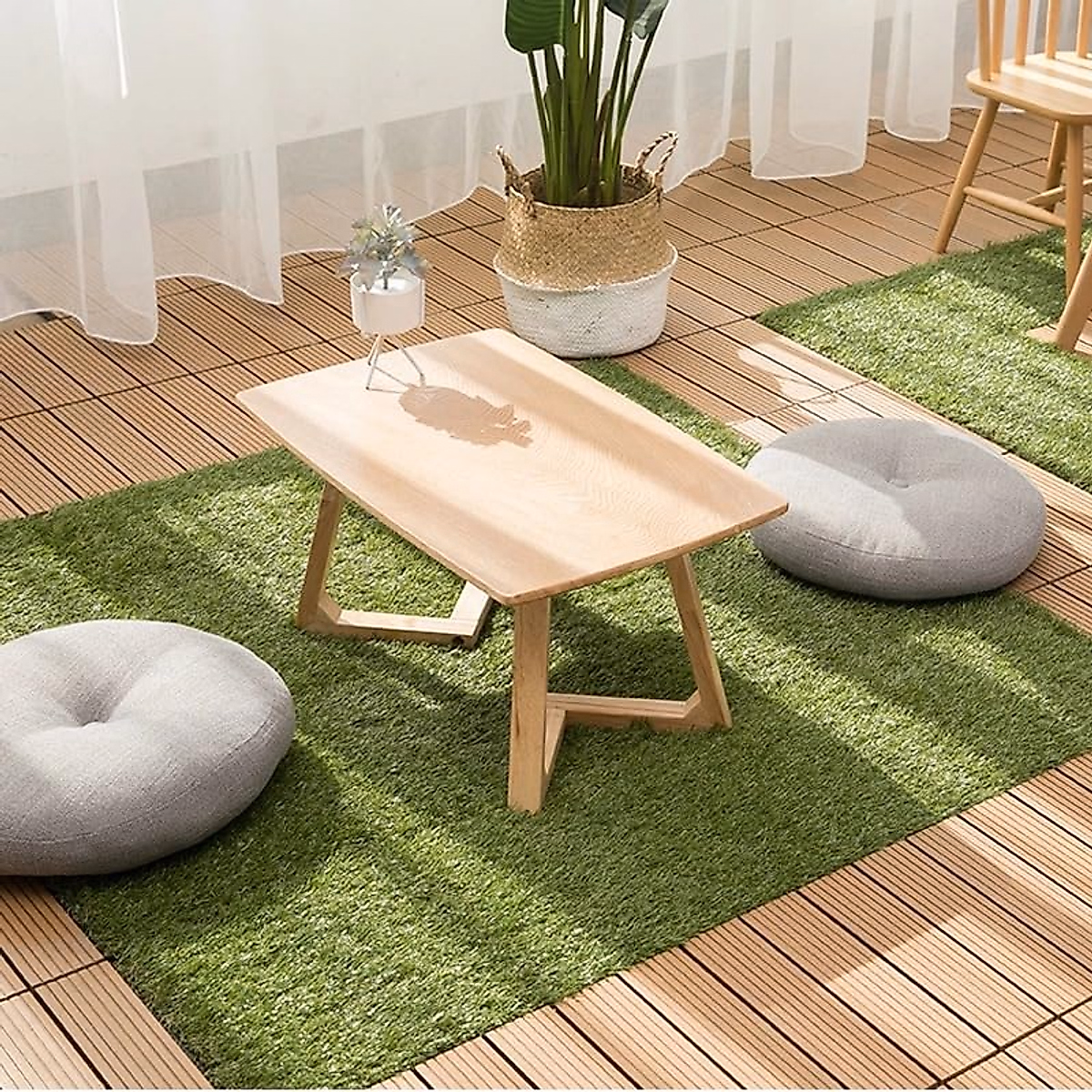 MIUPOO Artificial Fake Grass Tiles Interlocking Turf with Drain Holes, Turf Tiles Squares,Astroturf Rug Outdoor, Astroturf for Dogs Pet, Grass Table Runner,12 x 12 Inches 8 Piece