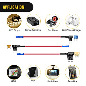 Nilight - 50040R 12V Car Add-a-Circuit Fuse Adapter with Standard and Mini TAP Profile TAP Blade Fuse for Cars Trucks Boats, 10 Pack Fuse Holder-3 types, 2 Years Warranty,Blue, Red, Black