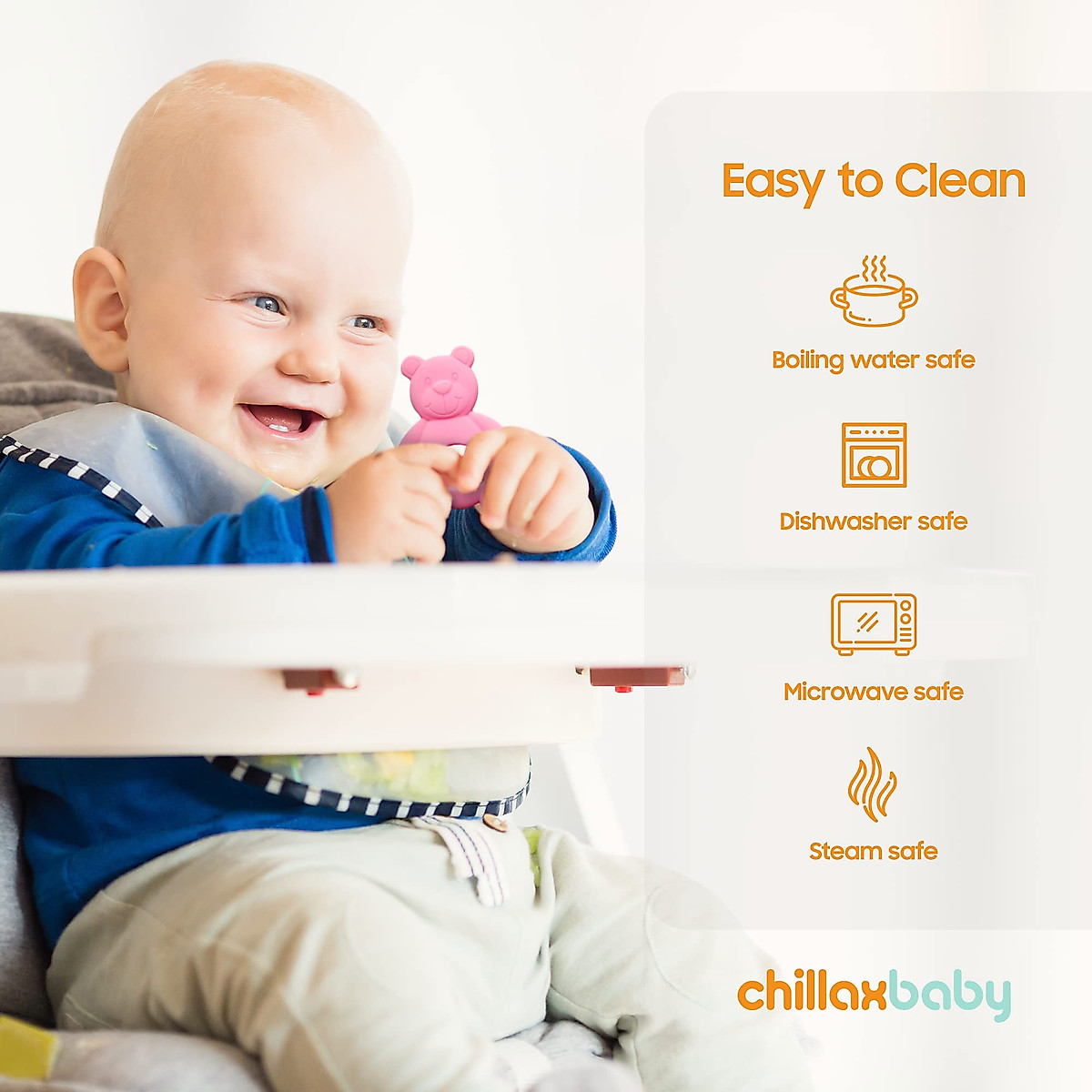 CHILLAX Teether Toys - Soothing Baby Teething Relief Toys, Helps Relieve Gum Pain - Soft, Easy-to-Grip, Non-BPA Silicone Teethers for Babies - Dishwasher-Safe - Shower Gifts for Infants 3+ Months Old