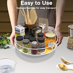 Lazy Susan Turntable Organizer - 11" Metal Rotating Spice Rack for Cabinet Pantry Refrigerator, White