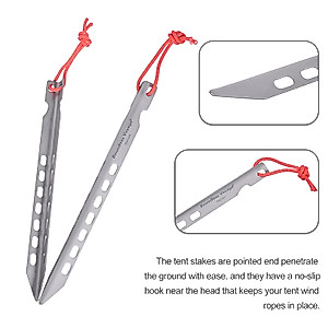 iBasingo 6pieces/Lot Ultralight Titanium Tent Pegs Outdoor Camping Tent Stakes for Sand Heavy Duty Portable Tent Nail for Garden Picnic A-Ti4008P