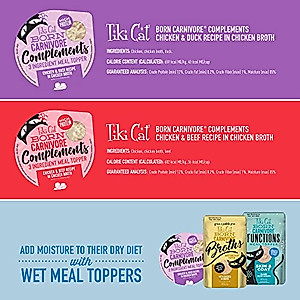 Tiki Cat Wet Food Complements - Hydrating Grain Free Meal Toppers - Variety Pack Recipes 2.1 oz. Servings 10 Pack