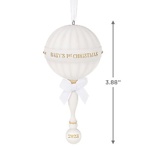Hallmark Keepsake Christmas Ornament 2023, Baby's First Christmas, Porcelain Baby Rattle, Baby Gift