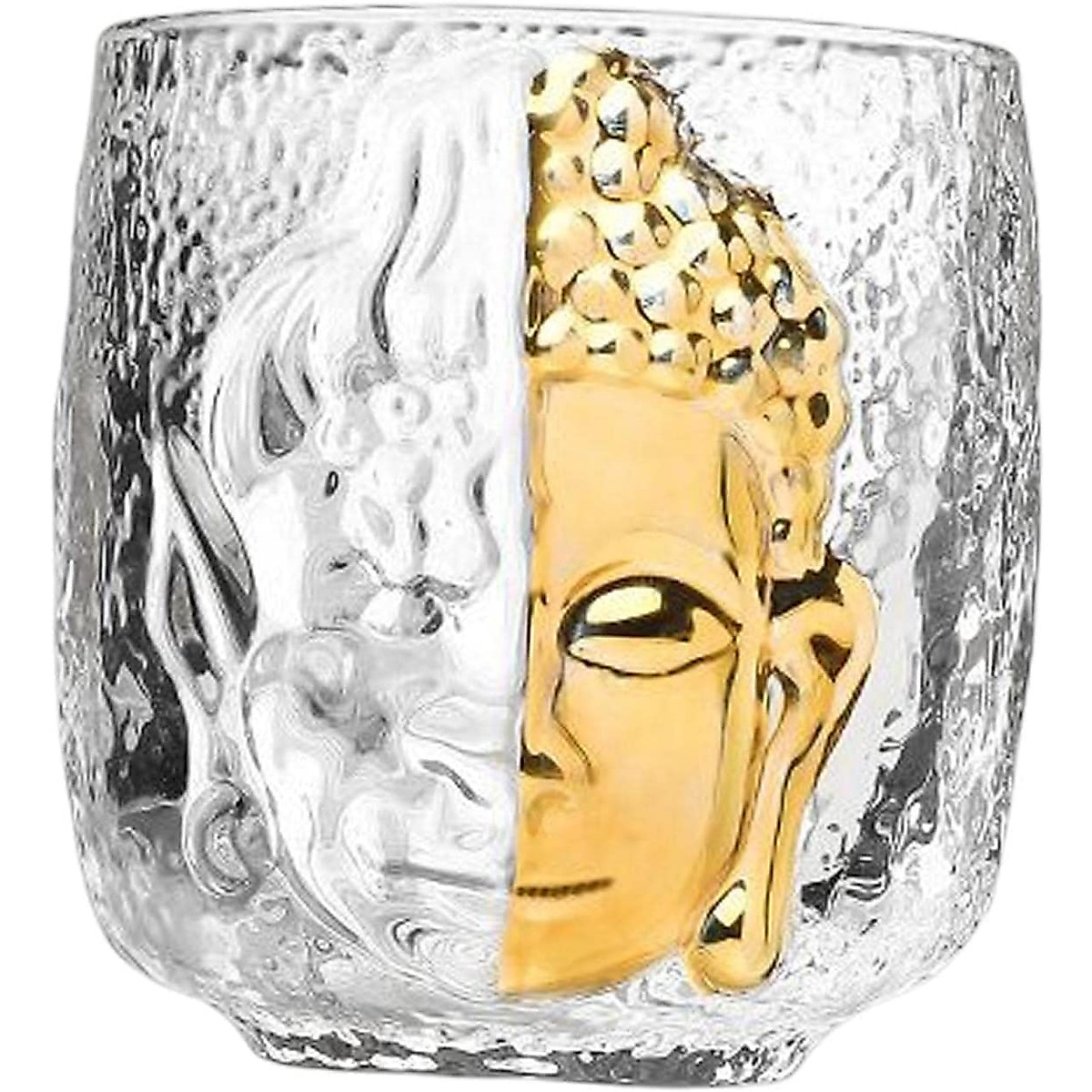 LNGODEHO Buddha and Devil Pattern Wine Glass Champagne Cup Coffee Mug Kungfu Tea Cup for Personalized Crystal Drinking Cup for Wine Vodka (Outline in Gold)