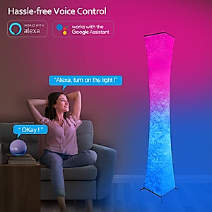 MAYOMAJO 61 Inch Smart Floor Lamp, Soft Light RGB Color Changing, Voice Control, Compatible with Alexa & Google Home, Music Sync Mood Lighting for Living Room Bedroom Party Decor