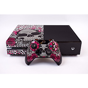 Designer Skin Sticker for the Xbox One Console With Two Wireless Controller Decals Pink Butterflies