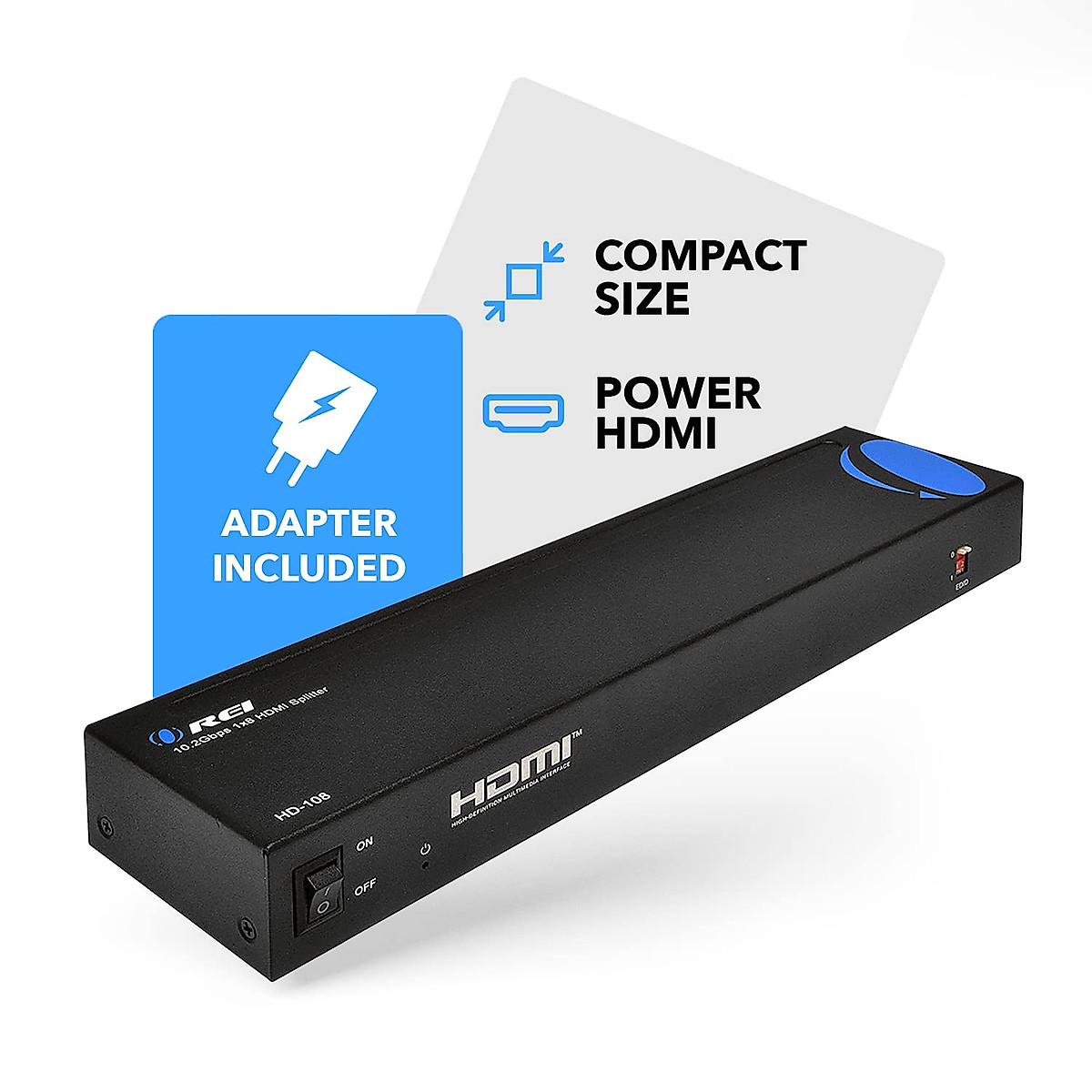 OREI HDMI Splitter 1 in 8 Out with Video Resolutions up to 4K@30hz, EDID Management, 10.2 Gbps Video Bandwidth & Plug and Play Installation