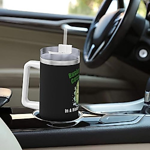 Busier Than A Cucumber In A Women'S Prison 40 Oz Tumbler With Handle Car Cup Portable Insulated Coffee Mug Cold/Hot Drinks Leak-Proof Lid Reusable Travel Mug