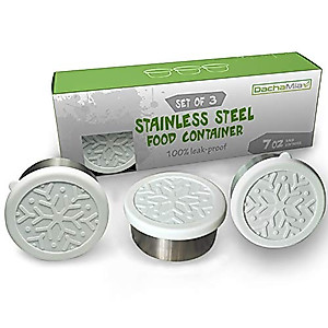 Dacha Mia Stainless Steel Food Storage Containers - Dips Condiment Containers - Set of 3-7oz - Eco Friendly Lunch Containers - Silicone Lids - Portion Control - Reusable