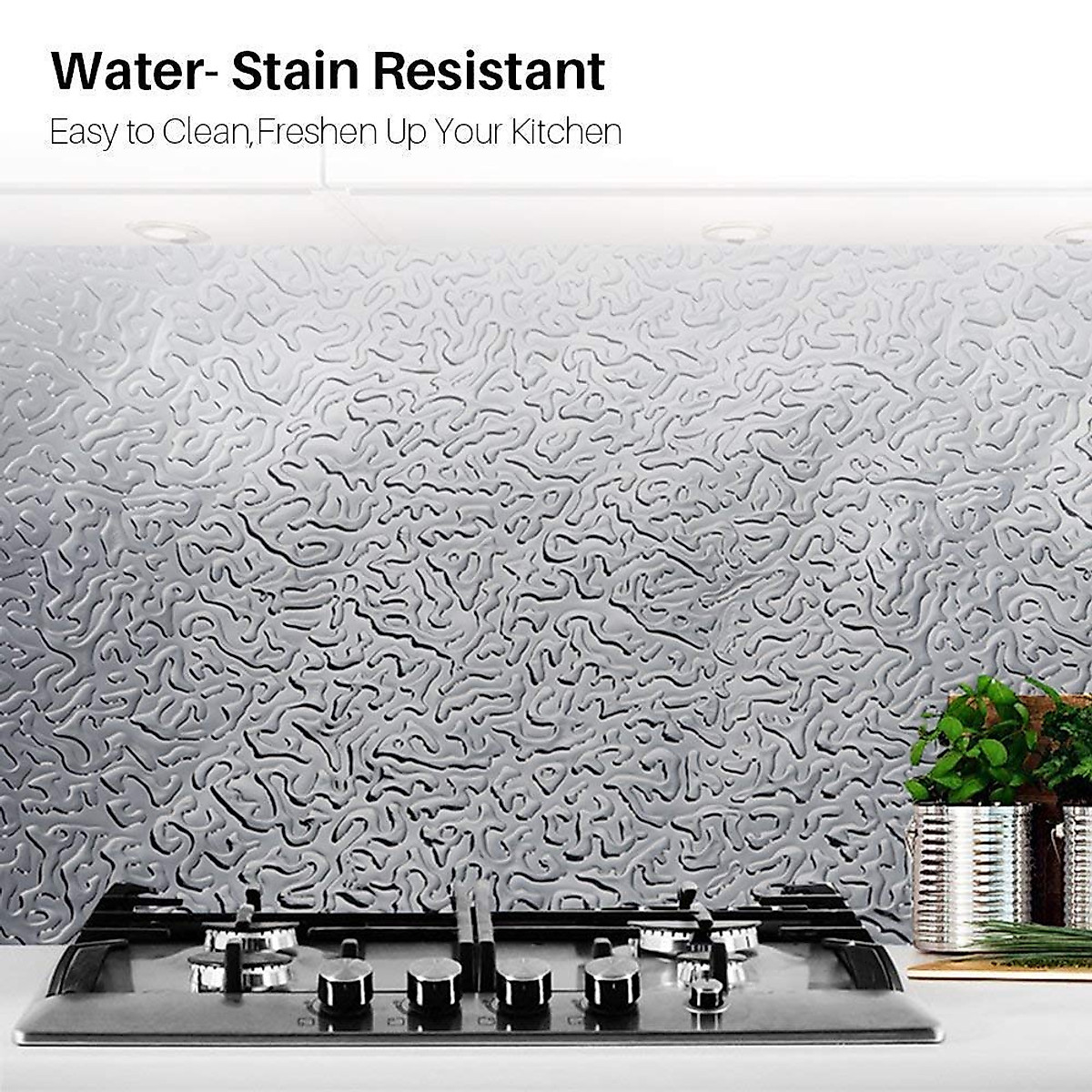 Kitchen Backsplash Sticker,Aluminum Foil Orange Peel Texture Wall Paper, Waterproof Removable High Temperature Resistant DIY Wallpaper,Kitchen Wall Stickers （0.4m x 3m）