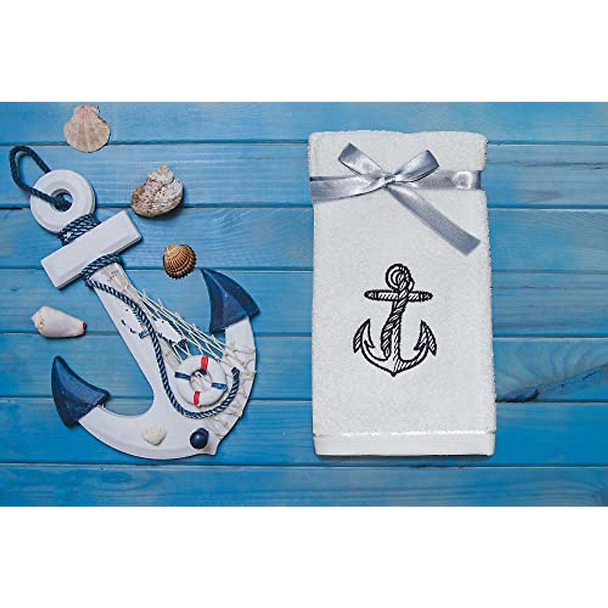 Classic Turkish Towels - Luxury Ocean Themed Fingertip Towels, 100% Turkish Cotton, Soft and Absorbent Bathroom Towels, Beach and Nautical Decor, 6-Piece Set - 12 x 20 Inches (Dolphins)