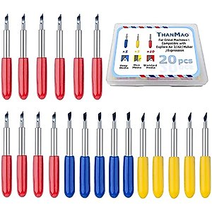 20 Pcs Replacement Blades for Cricut Explore Air2/Air 3 /Maker Cutting Machines - Including 5PCS Fine-Point Blades, 10PCS Standard Blaeds and 5PCS Deep Cutting Blades for Replacement Cricut Blades